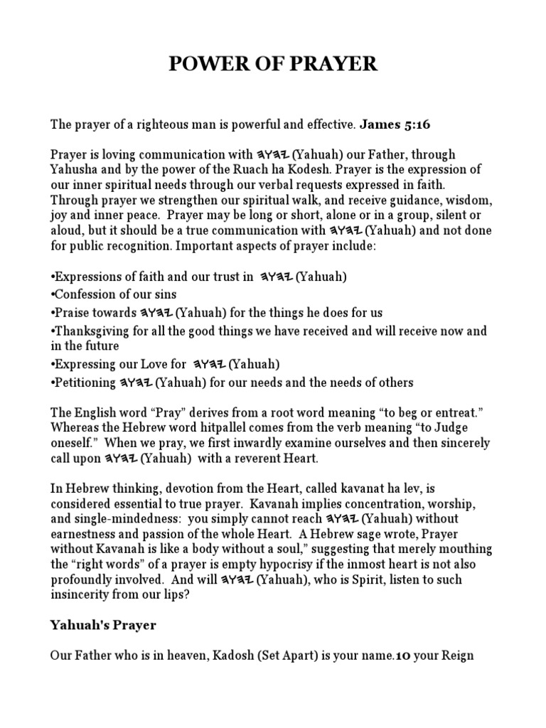 Power of Prayer | PDF | Intercession | Lord's Prayer