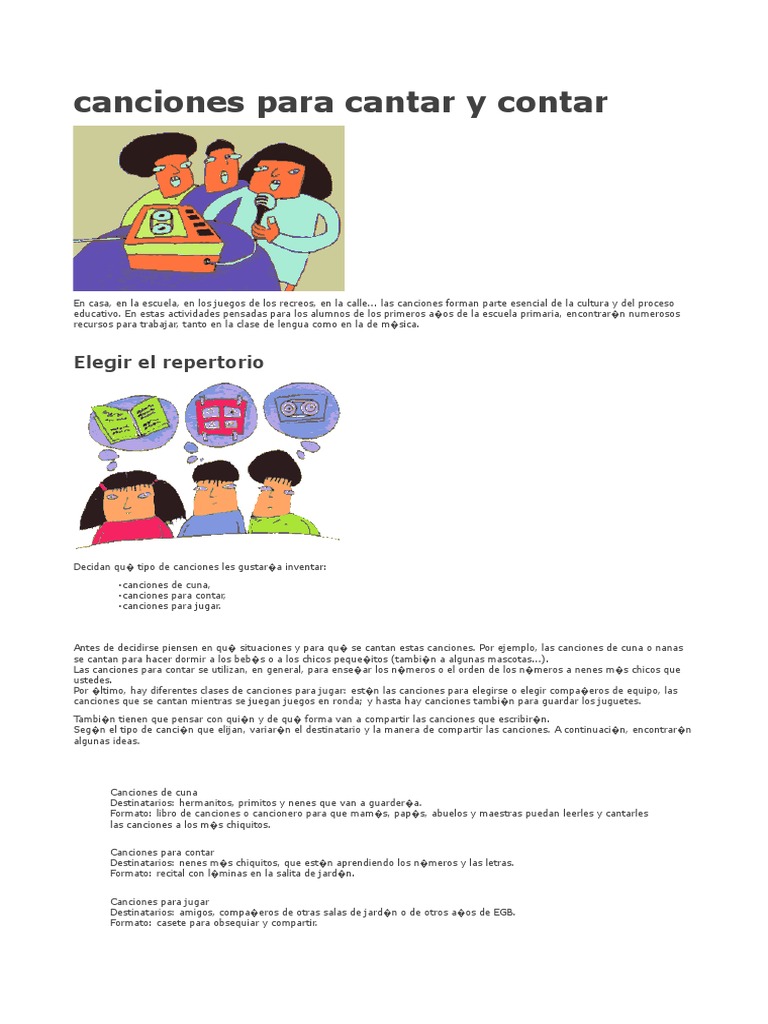 Canciones para Contar y Cantar | PDF