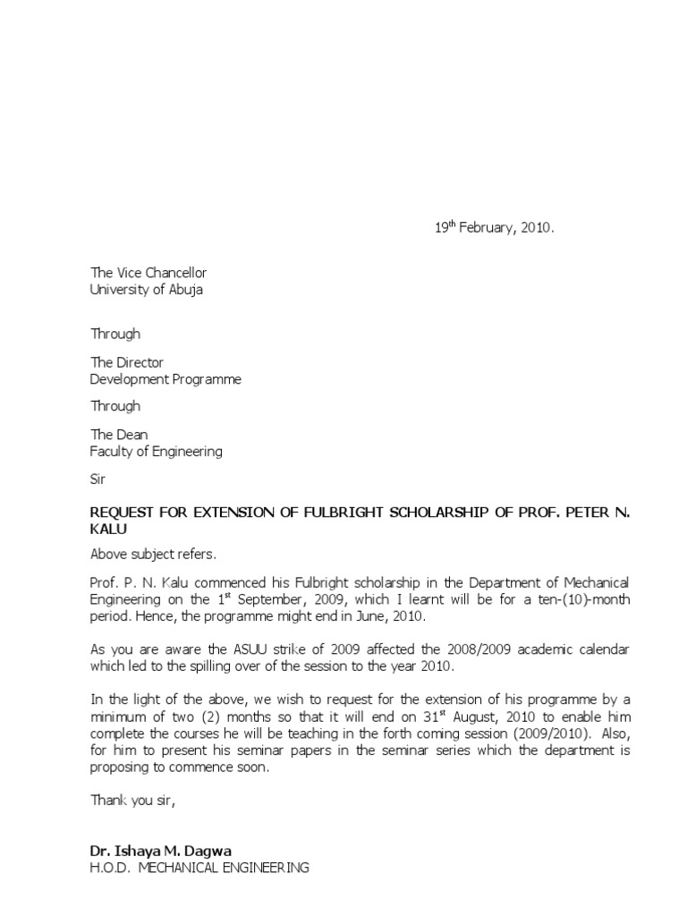 Fulbright Extension - Letter 2 V C | PDF