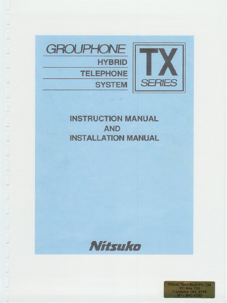 Nitsuko TX Installation Manual | PDF