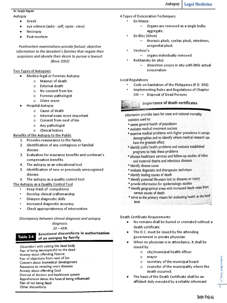 Autopsy Legal Medicine Guide | PDF | Autopsy | Death