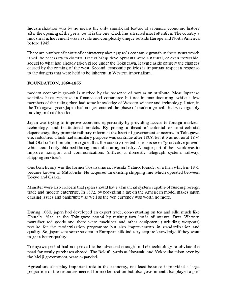 Japanese Industrialization | PDF | Japan | Empire Of Japan