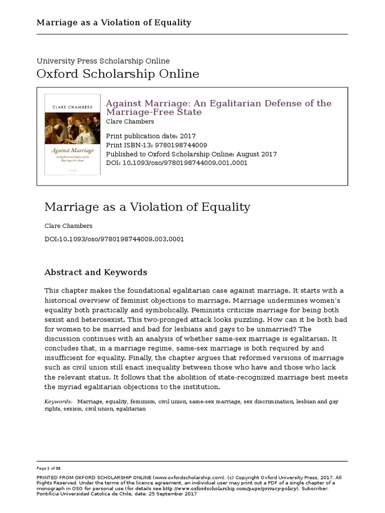 Marriage As A Violation of Equality | PDF | Marriage | Woman