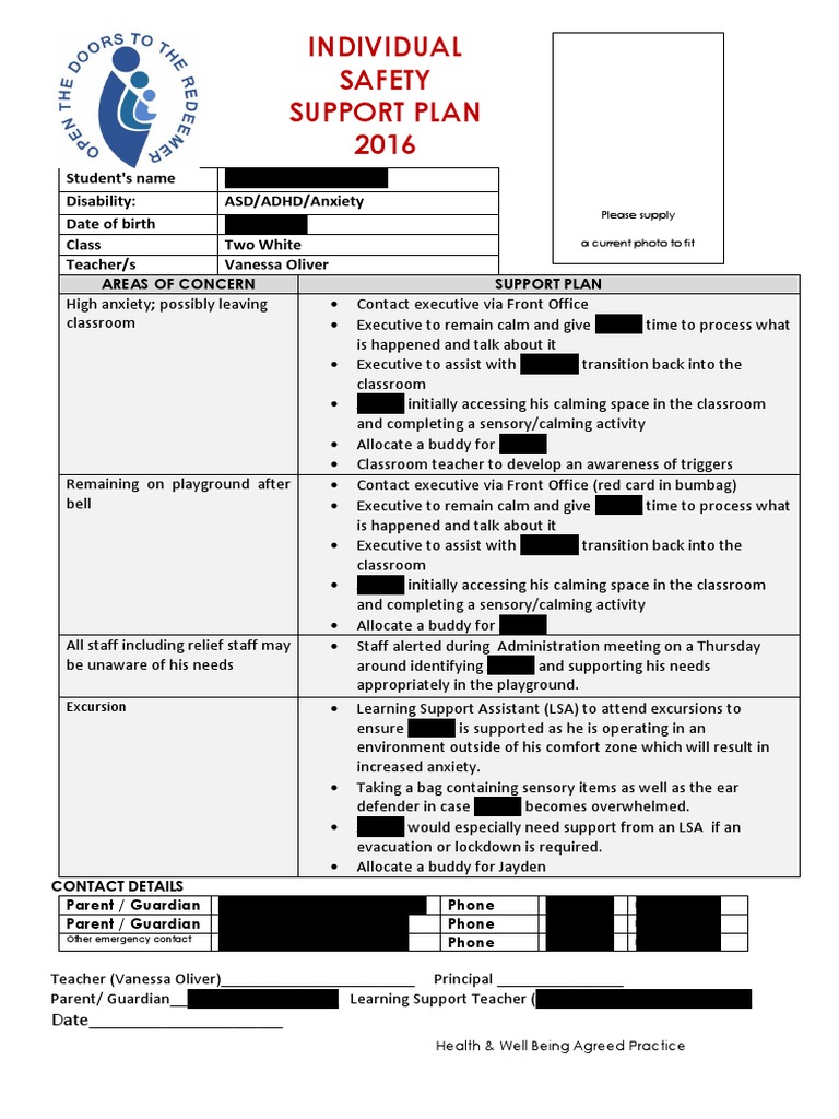 Jayden Wallace Bourne Safety Plan | PDF | Classroom | Teachers