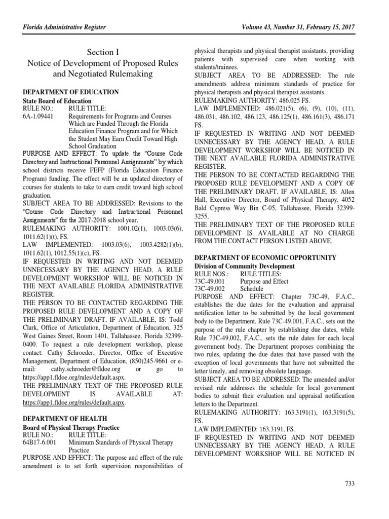 Section I Notice of Development of Proposed Rules and Negotiated ...