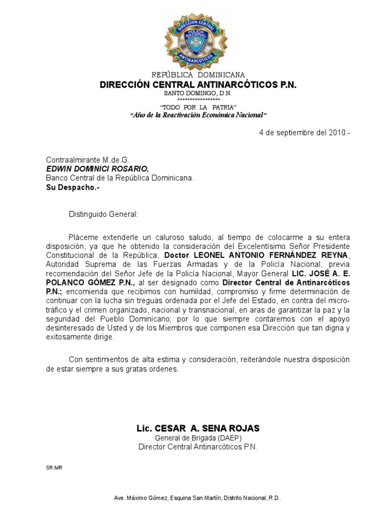 Carta Al Gral. Dominicini | PDF