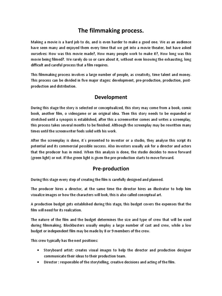 The Filmmaking Process | PDF | Filmmaking | Film Director