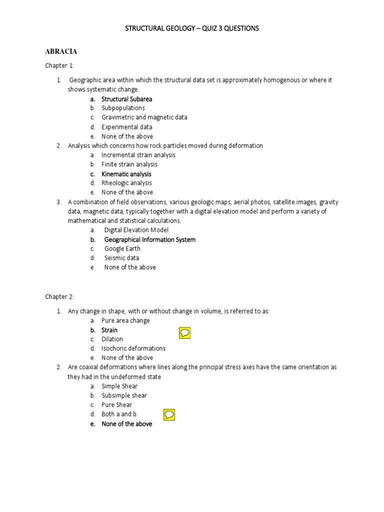 Geology Quiz for Students | PDF | Fault (Geology) | Deformation (Mechanics)