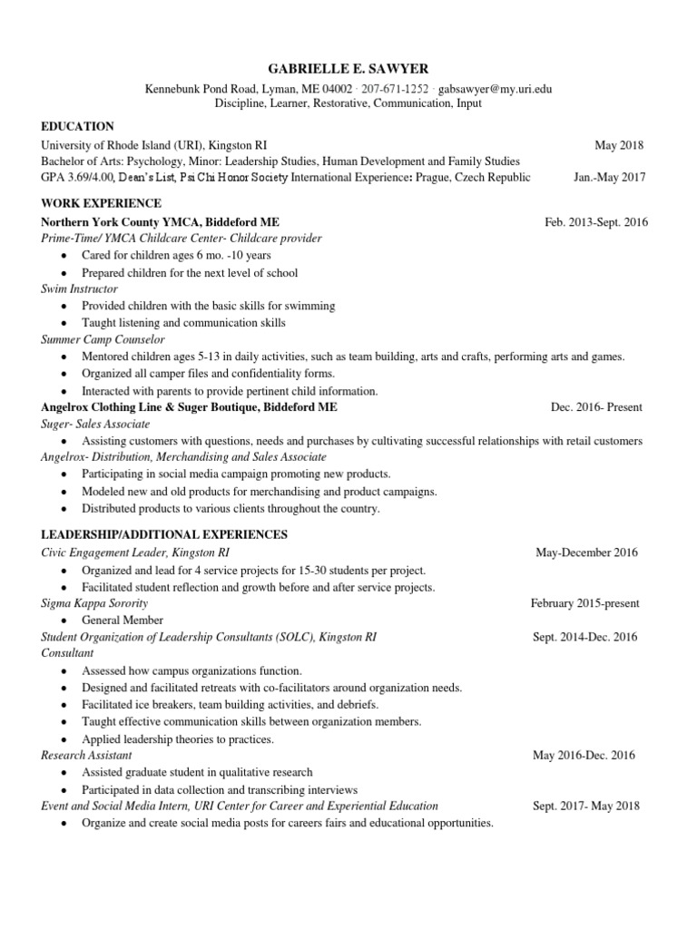 Gabrielle Sawyer-Resume | PDF | Leadership | Social Media