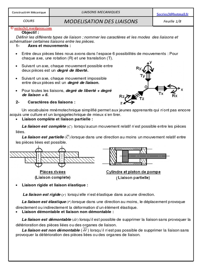 Liaisons PDF | PDF | Cinématique | Machine