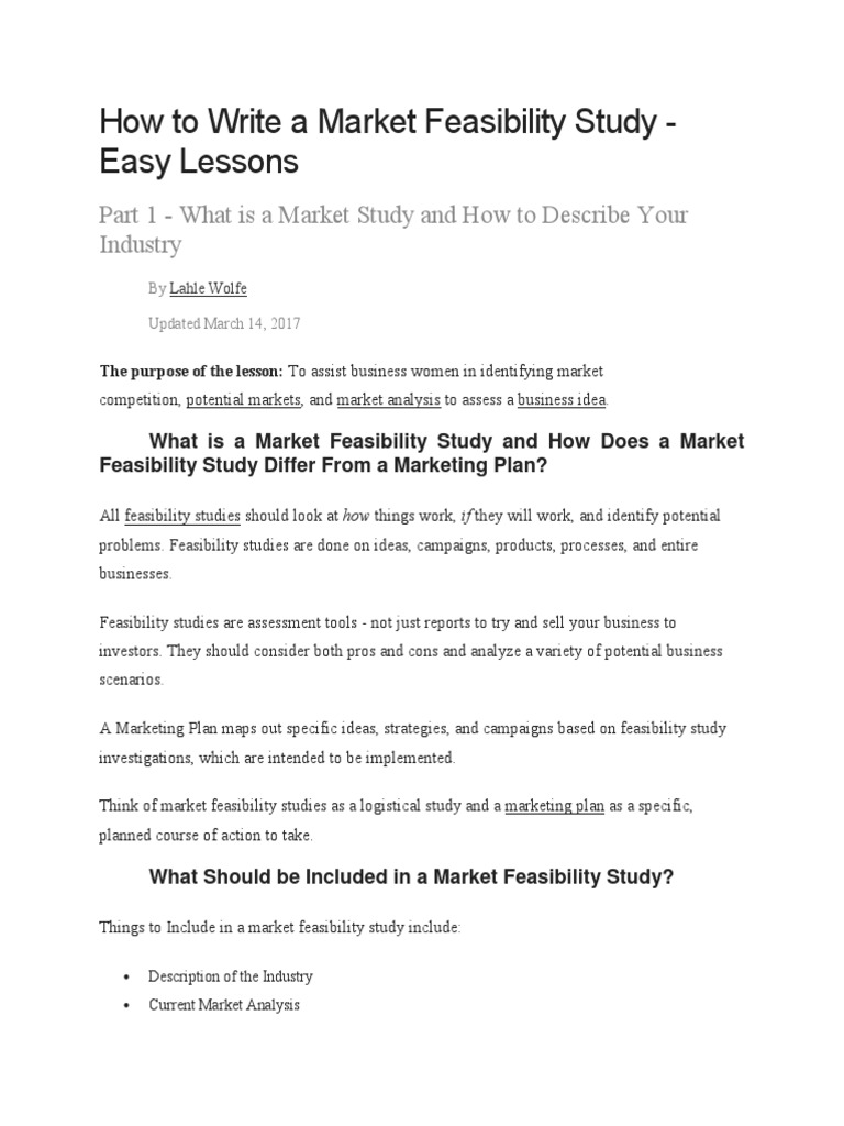 How To Write A Market Feasibility Study - Easy Lessons | PDF | Survey ...