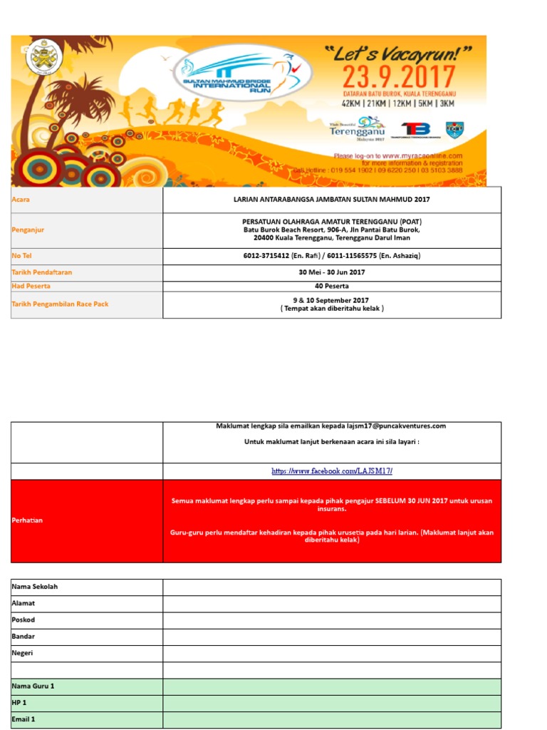 Contoh Format Borang Larian Excel | PDF