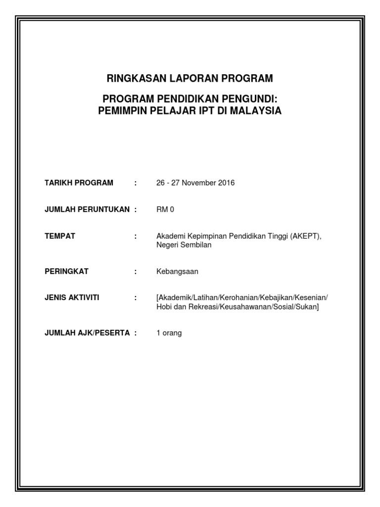 Template Ringkasan Program | PDF