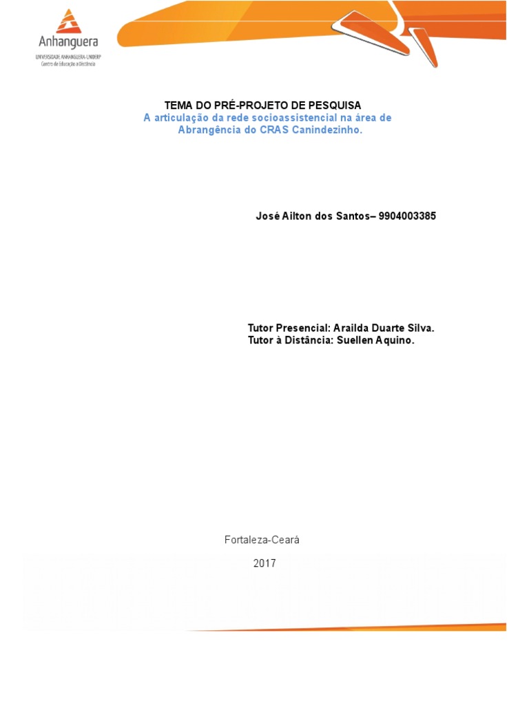 Pré-projeto Tcc i Ailton | Trabalho social | Sociologia