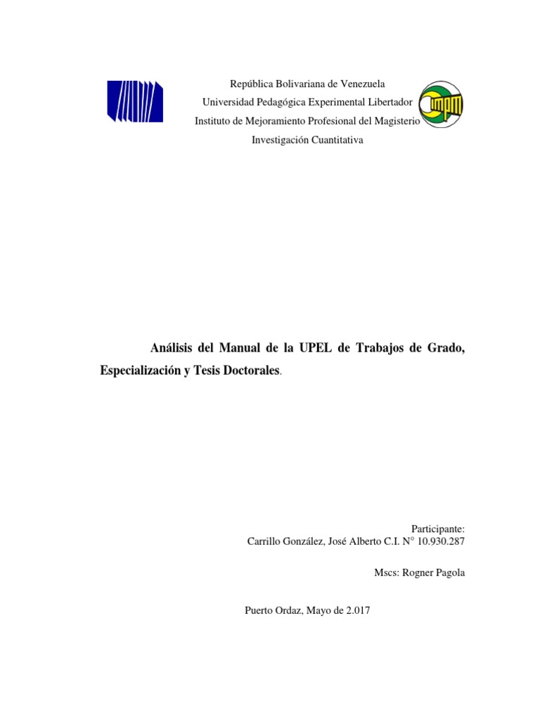 Analisi Manual UPEL | Descargar gratis PDF | Doctorado | Información