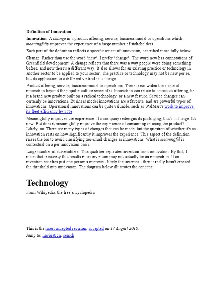 Definition of Innovation | PDF