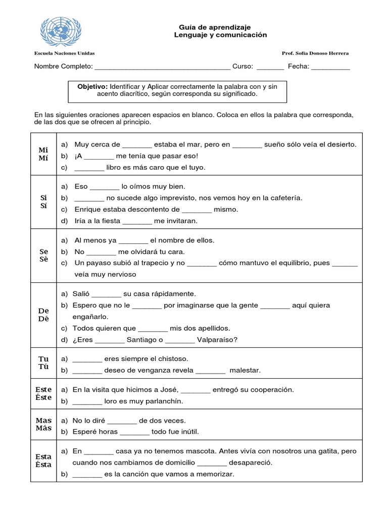 Guía de Acentuación Diacrítica en Español | PDF