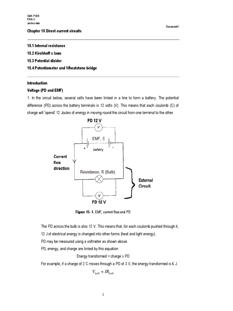 Chapter 15 Direct Current Circuit | PDF | Electric Current | Series And ...