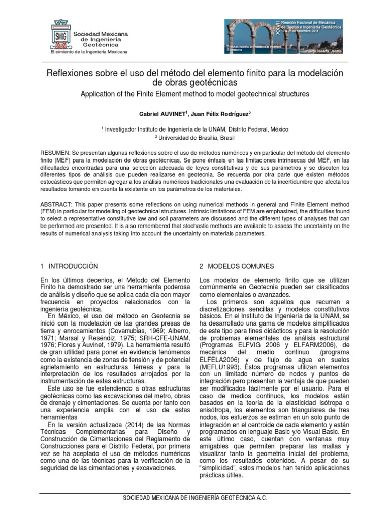 Uso del Método de Elemento Finito en Geotecnia | PDF | Método de ...