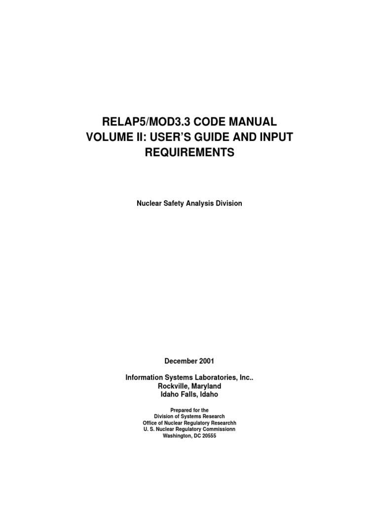 Relap5/Mod3.3 Code Manual Volume Ii: User'S Guide and Input ...