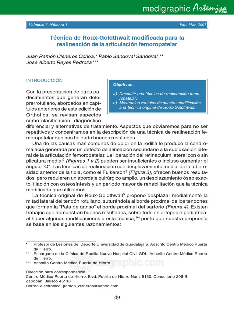 Técnica Roux-Goldthwait Modificada | PDF | Sistema musculoesquelético ...