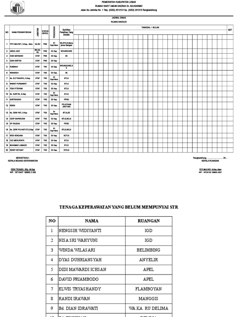 Blanko Jadwal Dinas - Terbaru | PDF
