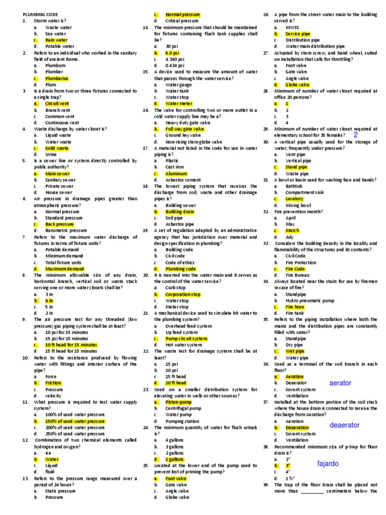 Preboard 3 Plumbing Code Answer Key | PDF | Plumbing | Sanitary Sewer