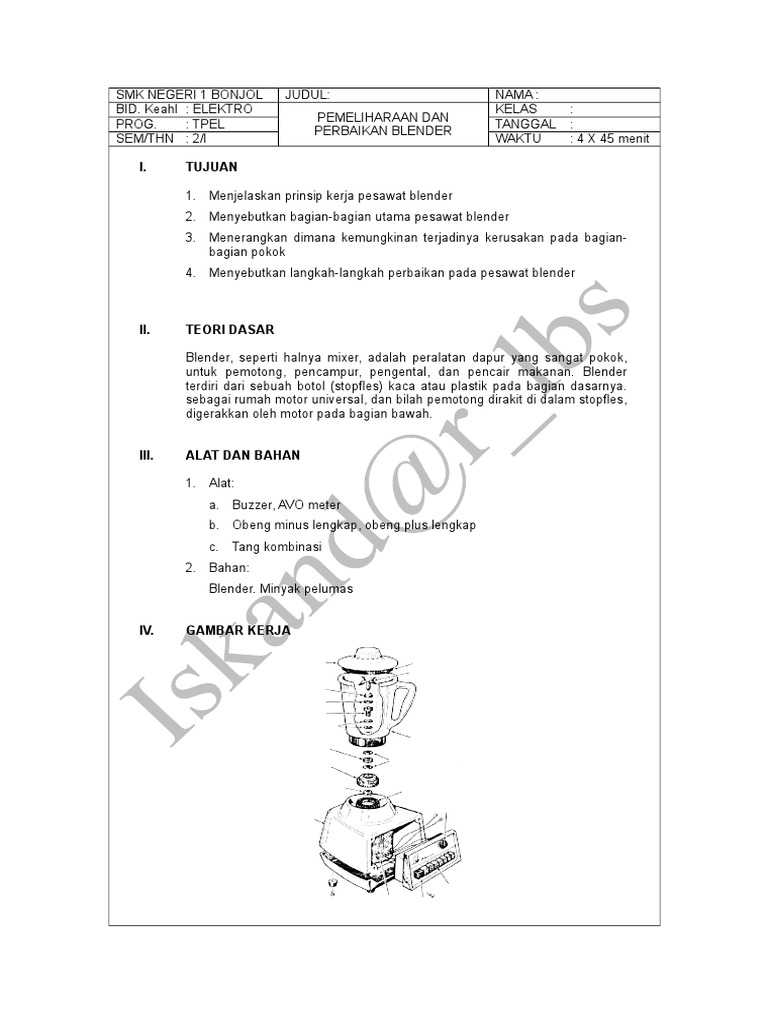 Pemeliharaan & Perbaikan Blender | PDF