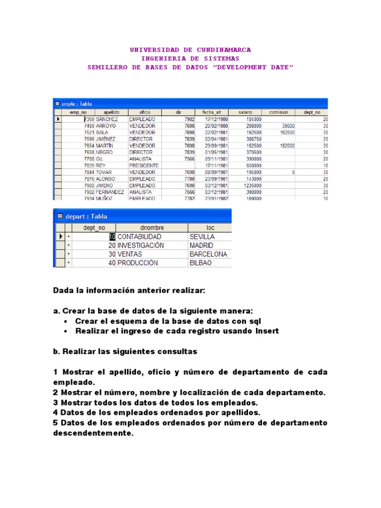Ejercicio SQL (Preguntas) | PDF | SQL | Tabla (base de datos)
