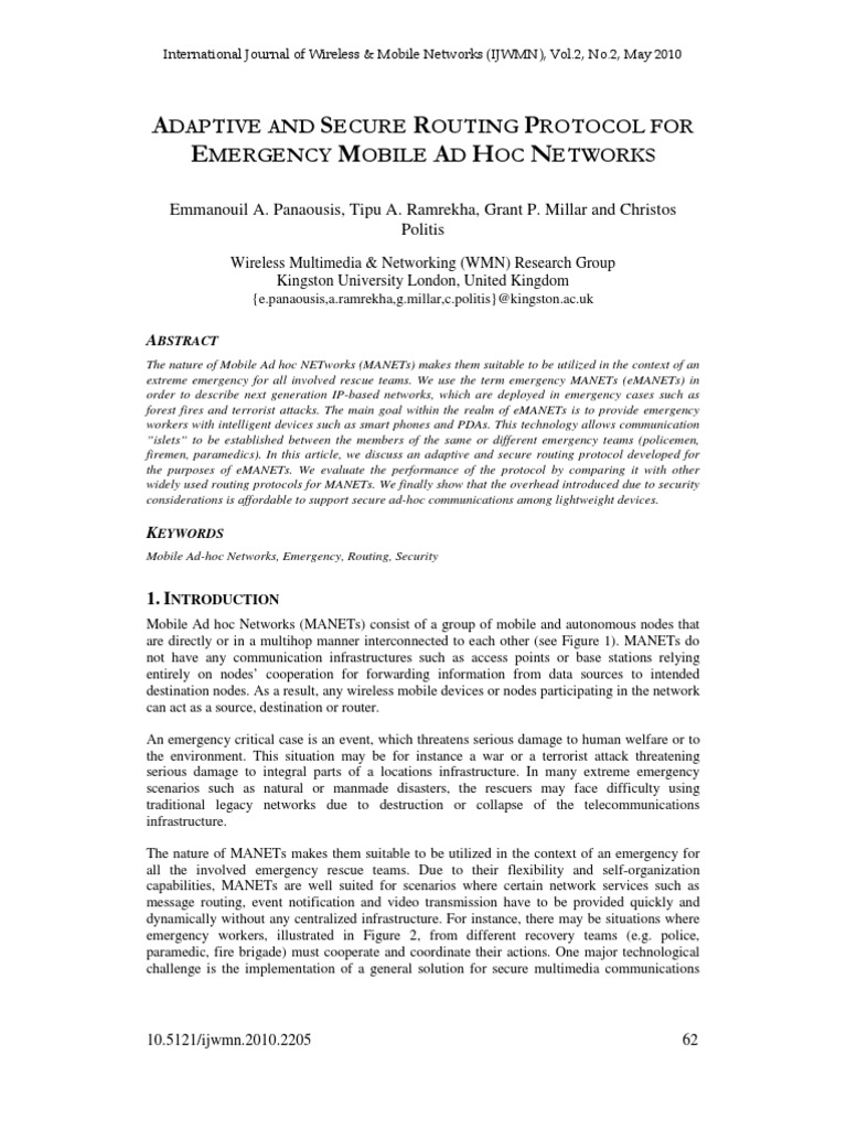 Adaptive and Secure Routing Protocol For Emergency Mobile Ad Hoc ...