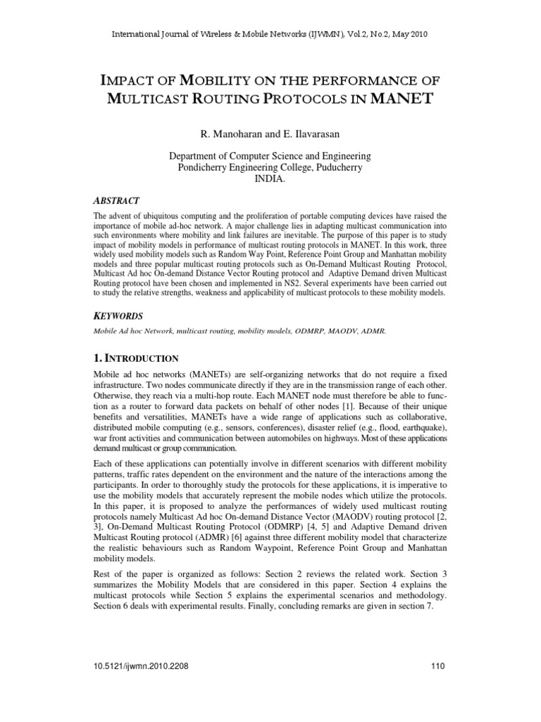 Impact Of Mobility On The Performance Of Multicast Routing Protocols In