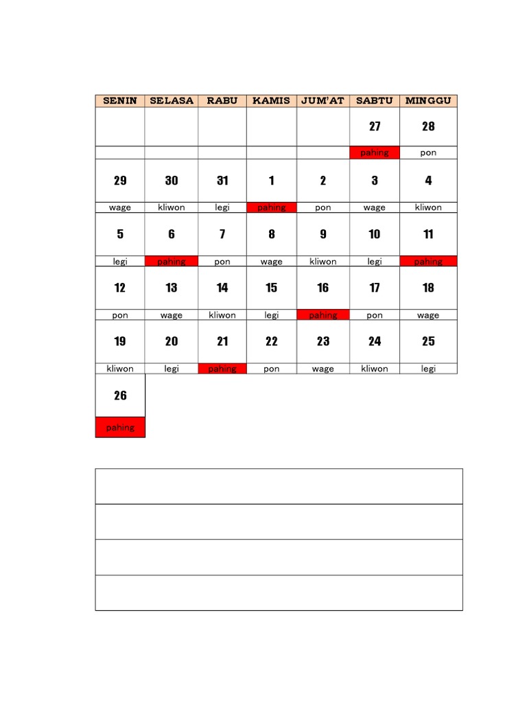 Senin Selasa Rabu Kamis Jum'At Sabtu Minggu: Pahing Pon | PDF