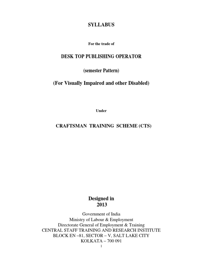 Syllabus: Craftsman Training Scheme (CTS) | PDF | Image Scanner | Printer (Computing)