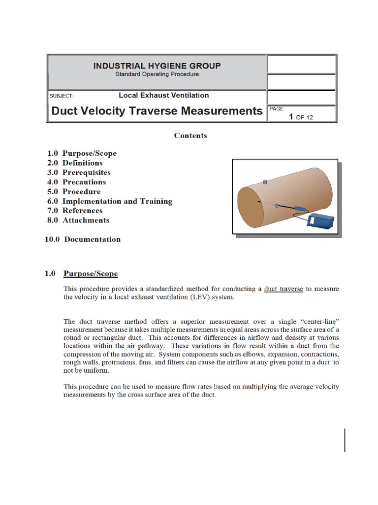 Duct Velocity Measurement