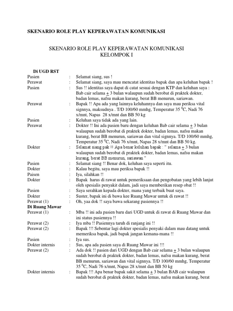Skenario Role Play Keperawatan Komunikasi | PDF