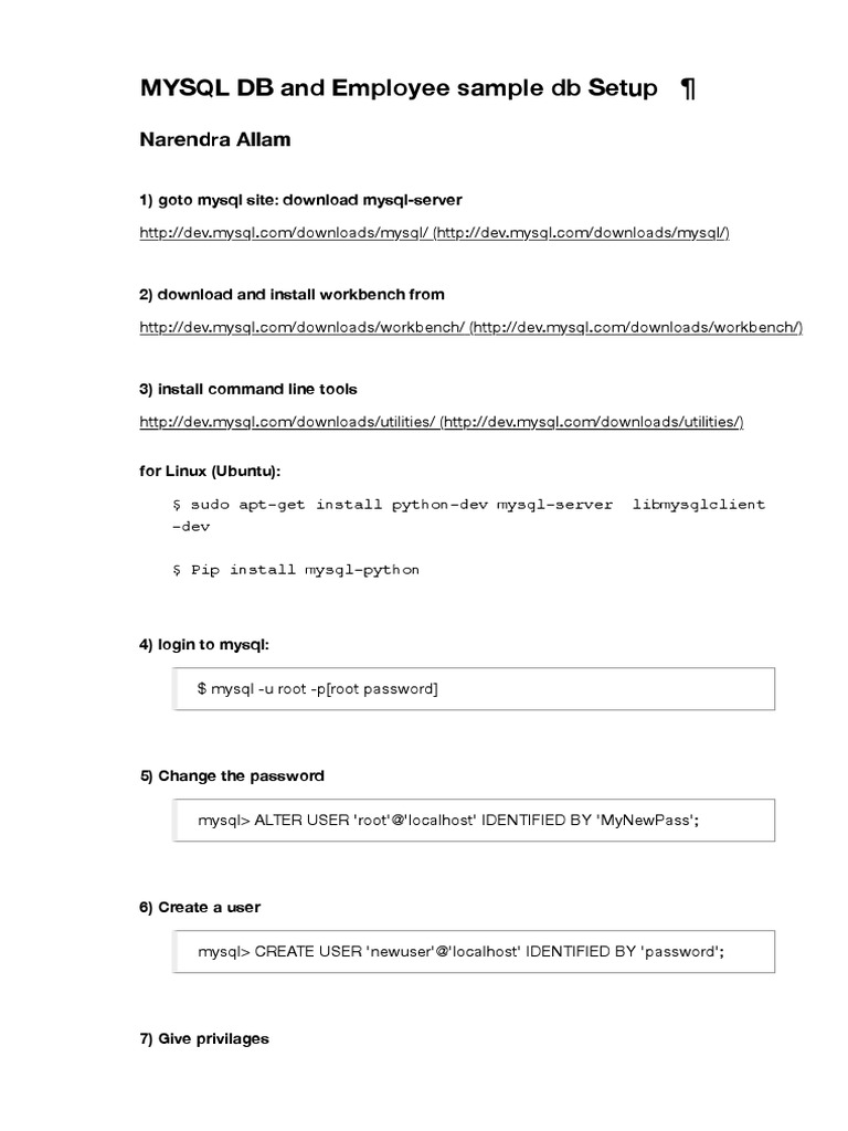 MySQL Setup & Employee DB Guide | PDF