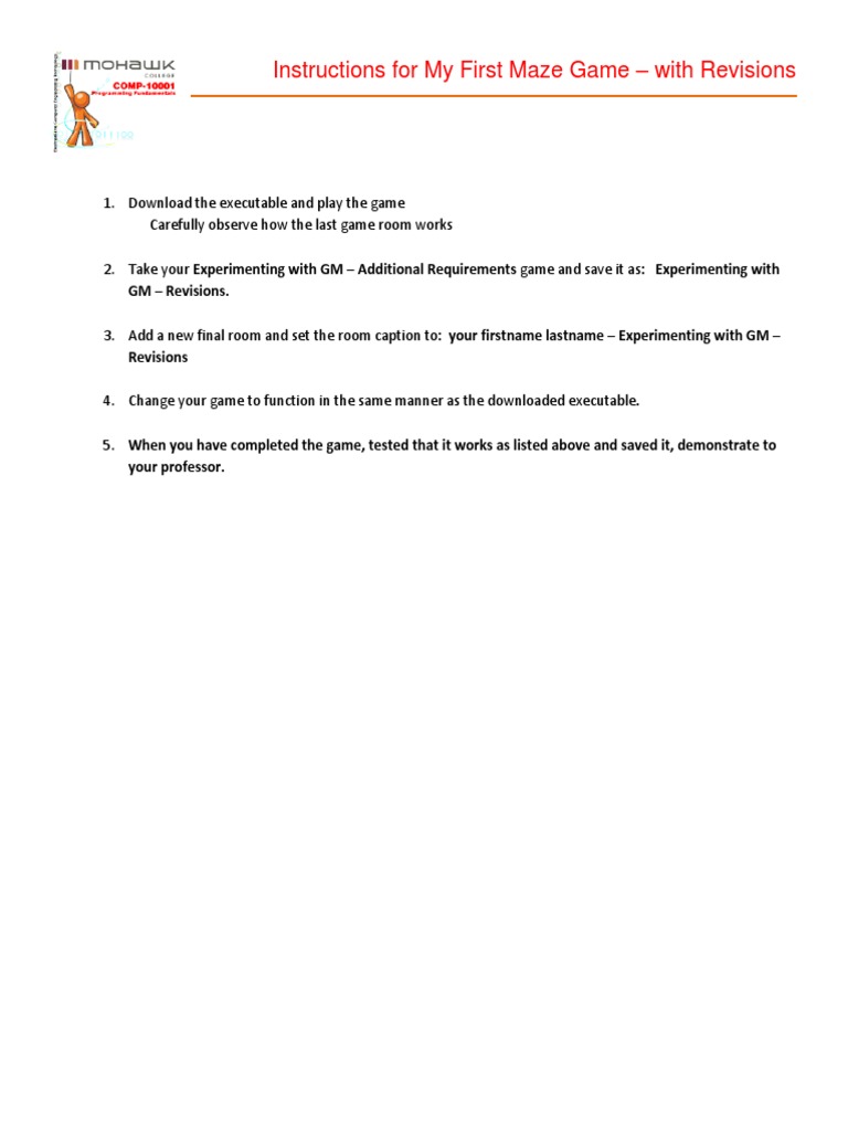 2013-14 Instructions For My First Maze Game - More Revisions | PDF