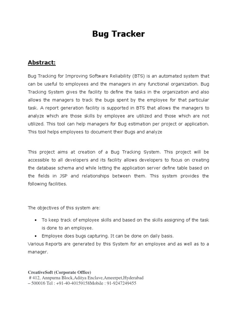 Bug Tracker System Abstract Pdf Software Bug Databases