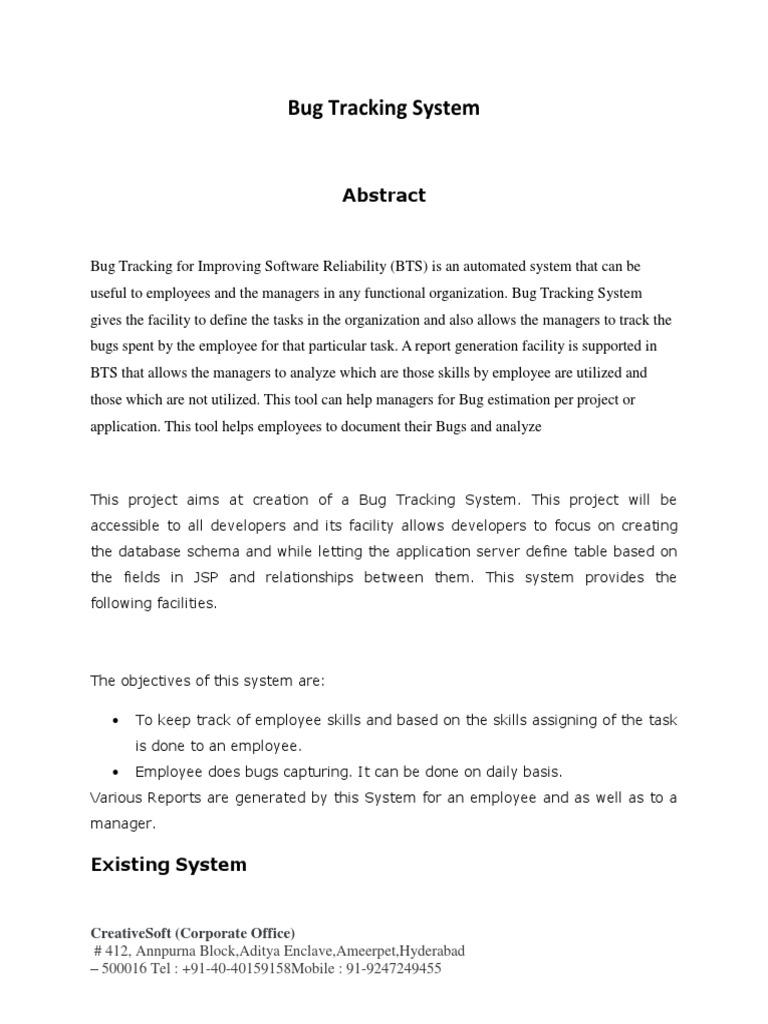 Bug Tracking System Abstract PDF Databases Computer File