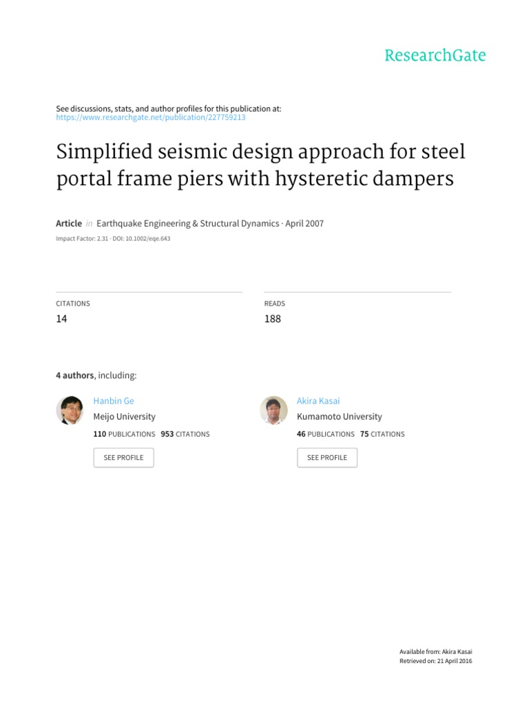 (Paper) - Portal Frame Pier | PDF | Building Engineering | Materials ...