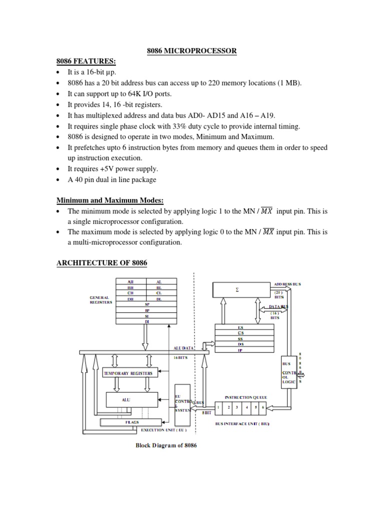 8086 Notes PDF | PDF | Central Processing Unit | Input/Output