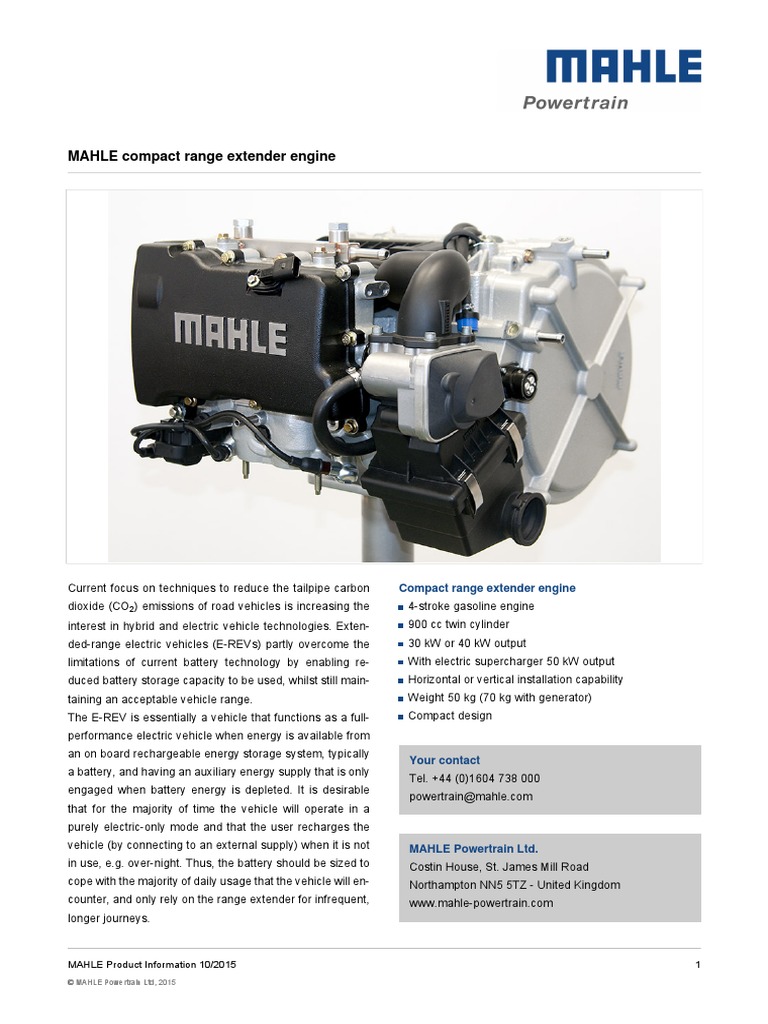 10 2015 Mahle Rex Engine Eng | PDF | Engines | Electric Vehicle