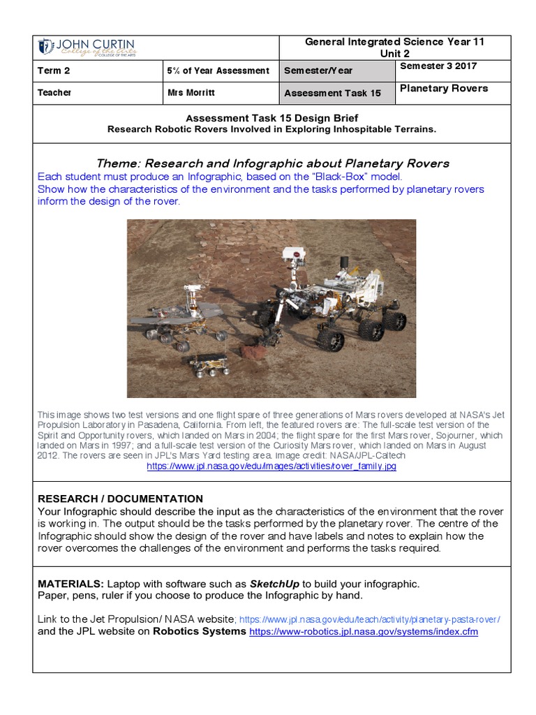 Task 15 Planetary Rovers | PDF | Jet Propulsion Laboratory | Rover (Space Exploration)