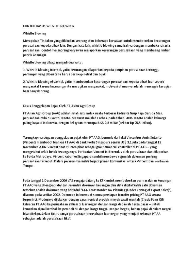 Kasus Whistleblowing PT Asian Agri | PDF | Pengelolaan Keuangan & Uang | Hukum