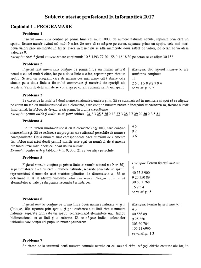 Subiecte Atestat 2016-2017 Informatica