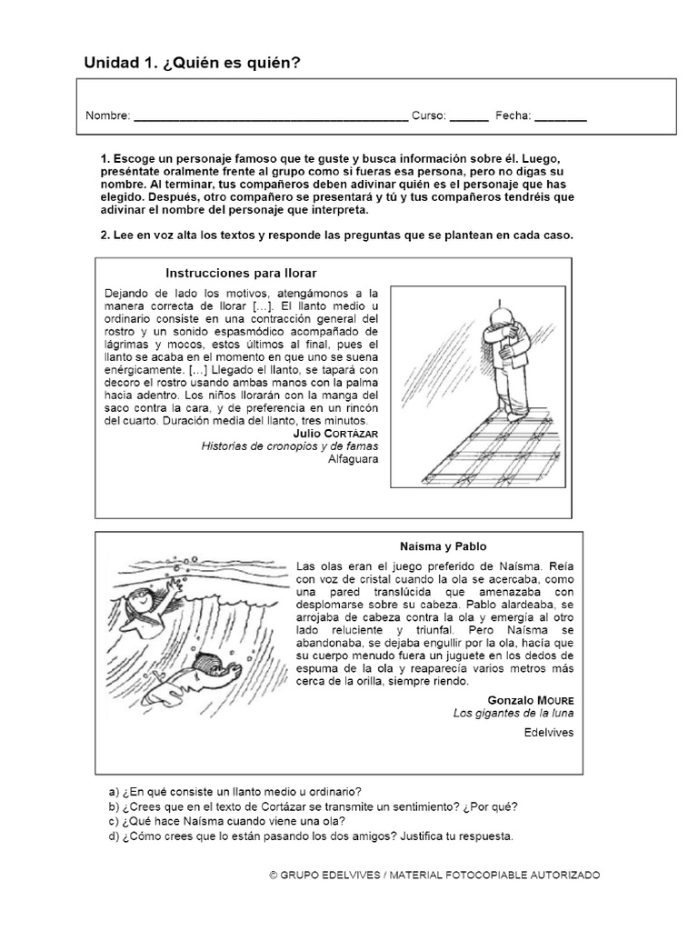 5º Lengua - Unidad 1 - ¿Quién Es Quién PDF | PDF
