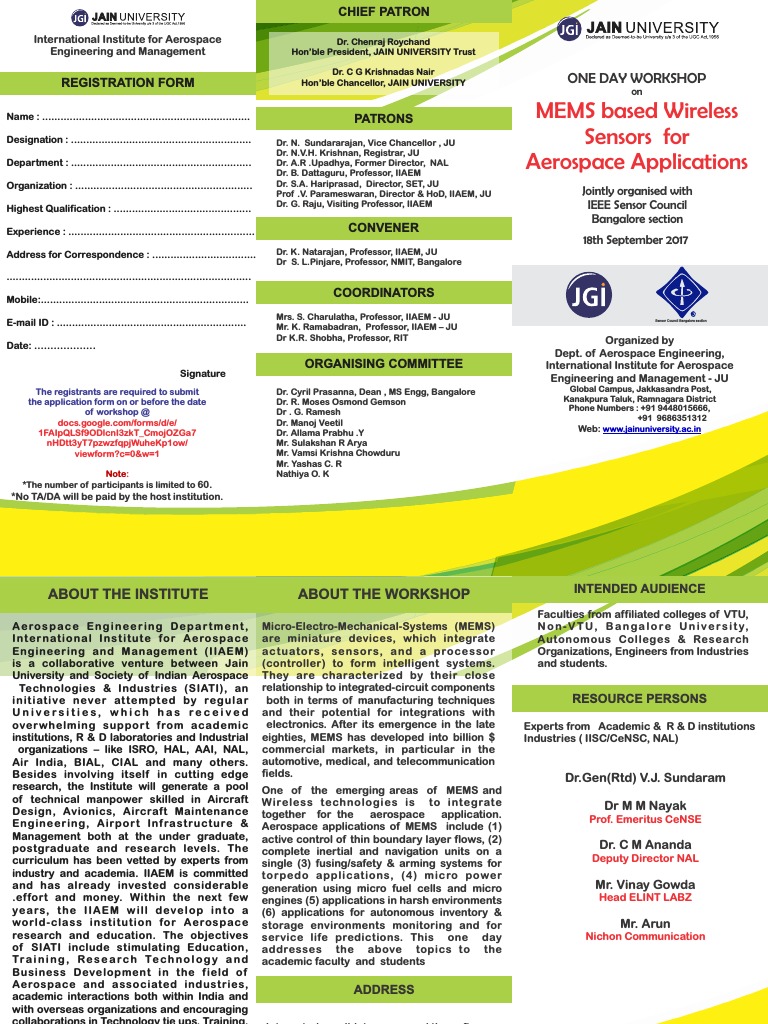 Workshop On MEMS Based Wireless Sensors Brochure | PDF | Science And ...