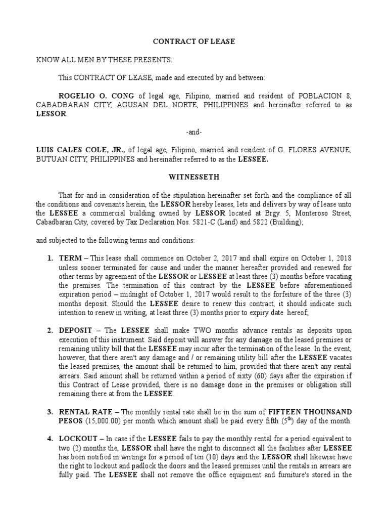 Contract of Lease | PDF | Lease | Government Information