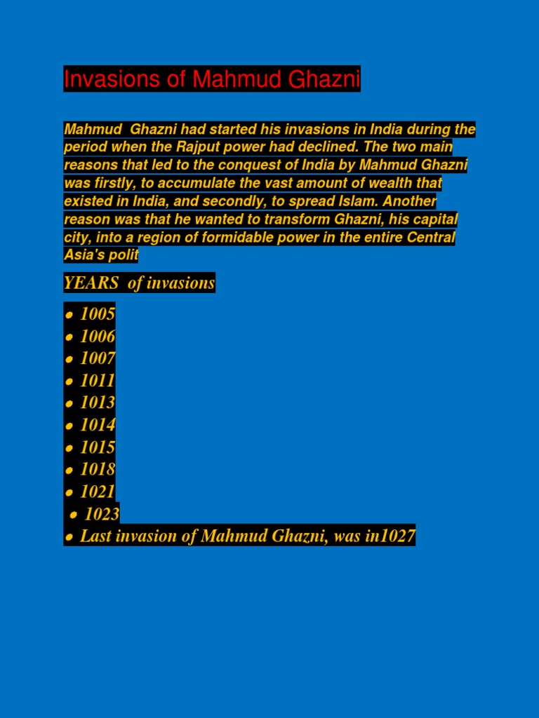 Invasions of Mahmud Ghazni | PDF | Travel