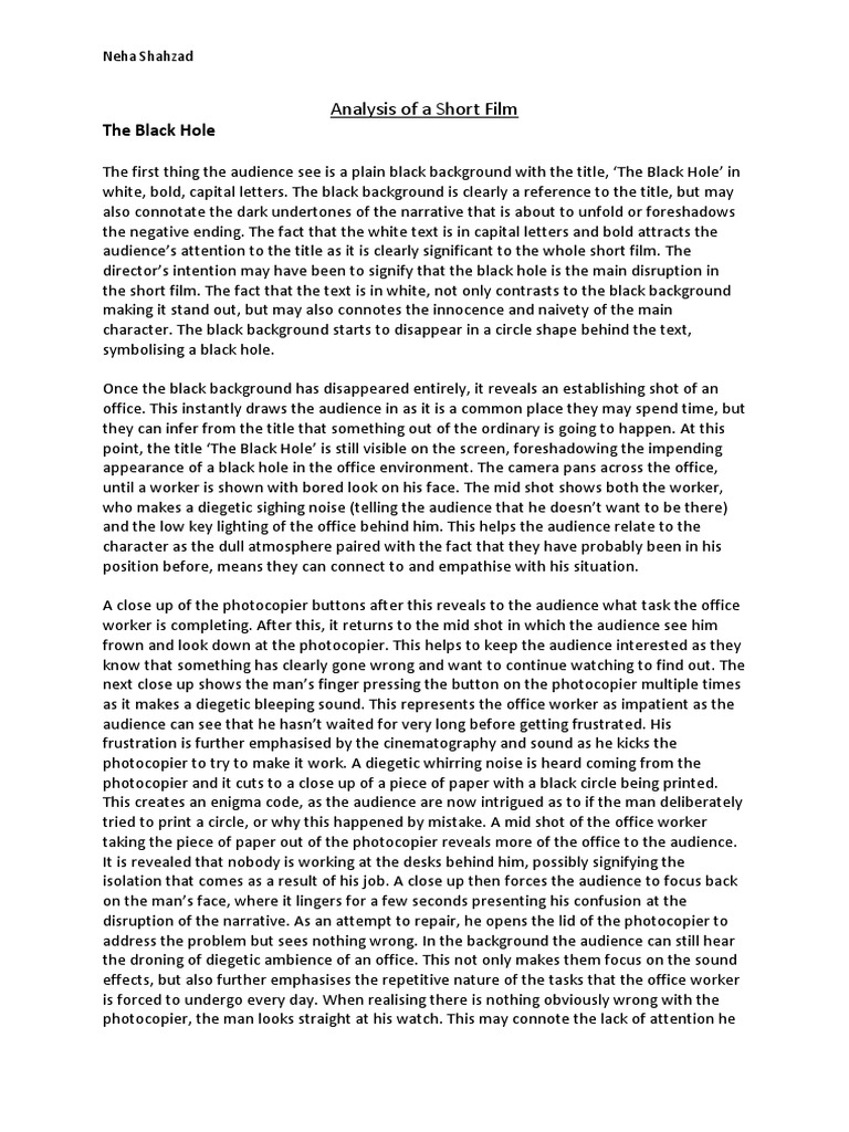 Short Film Analysis | Download Free PDF | Leisure